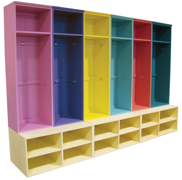 Custom Multi-Colored Wood Lockers on Cubbies – Sawdust City Custom ...